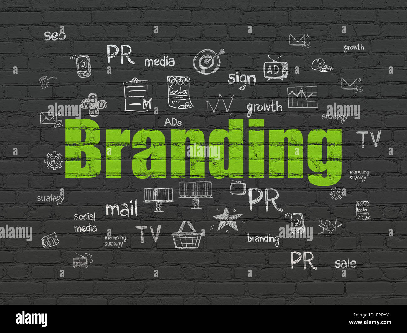 Marketing concept: Branding on wall background Stock Photo - Alamy