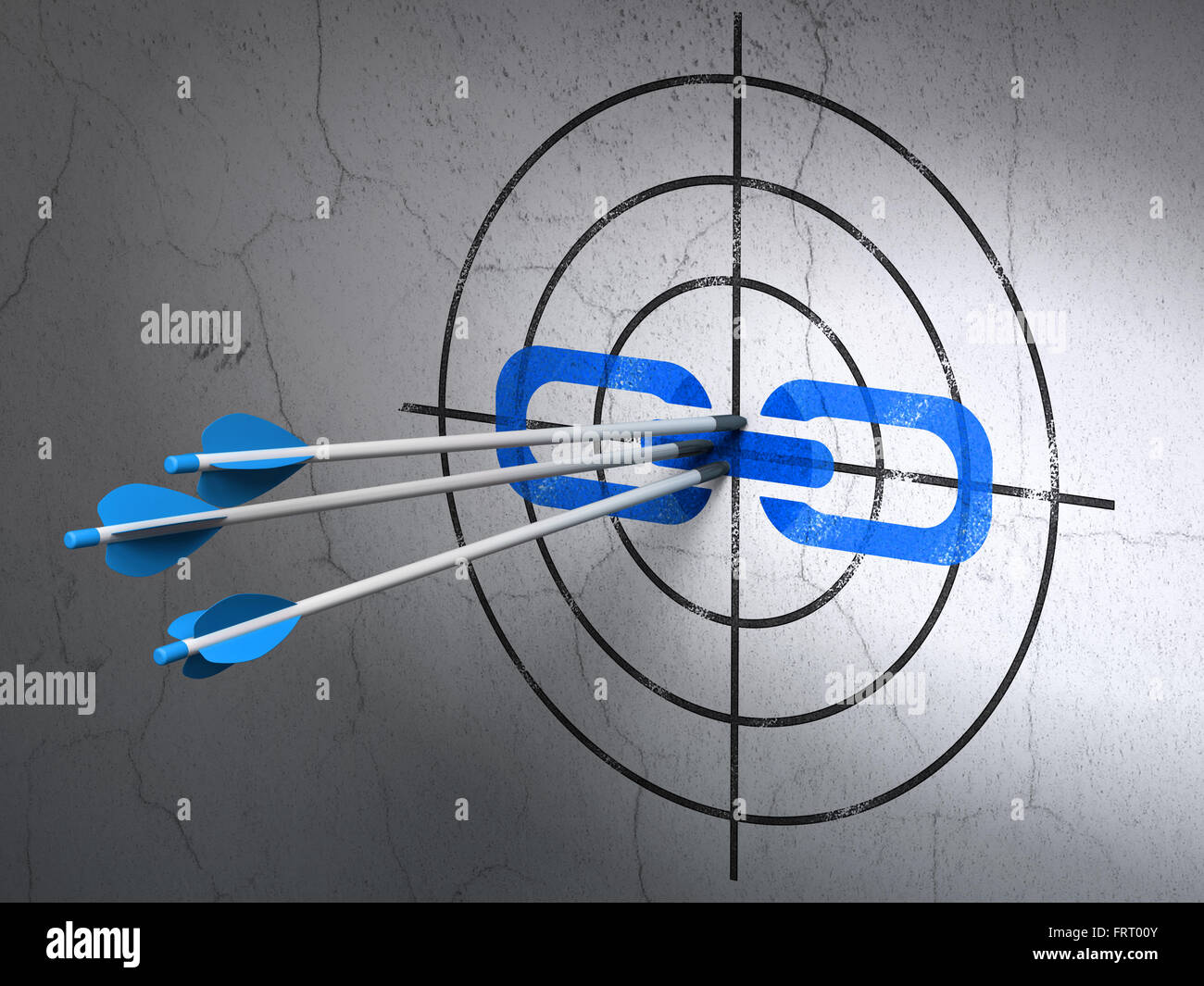 Web design concept: arrows in Link target on wall background Stock ...