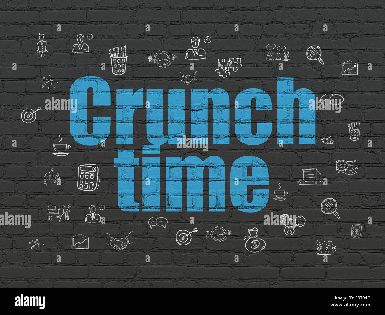 Finance concept: Painted blue text Crunch Time on Black Brick wall ...