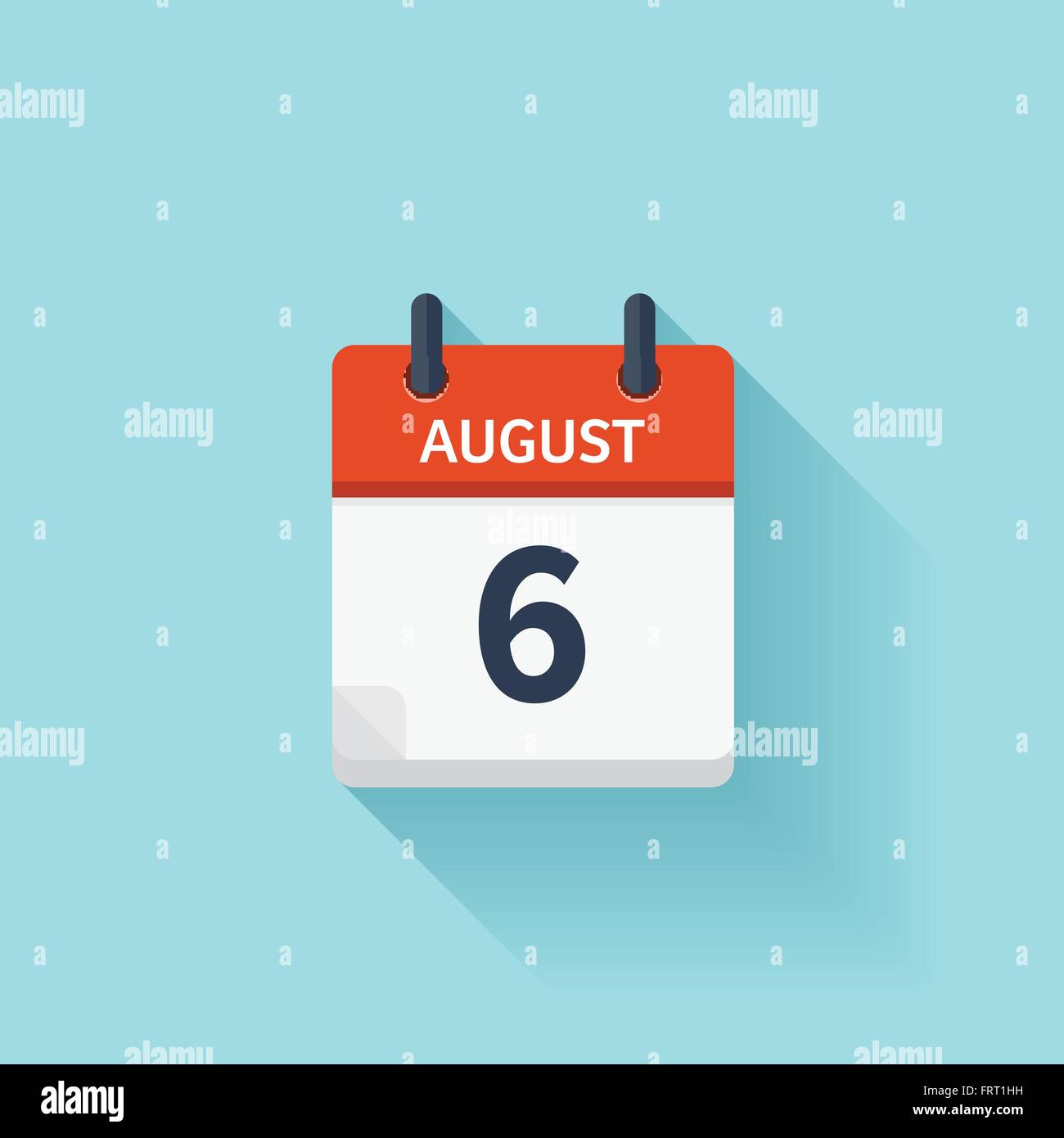 August 6. Vector flat daily calendar icon. Date and time, day, month ...