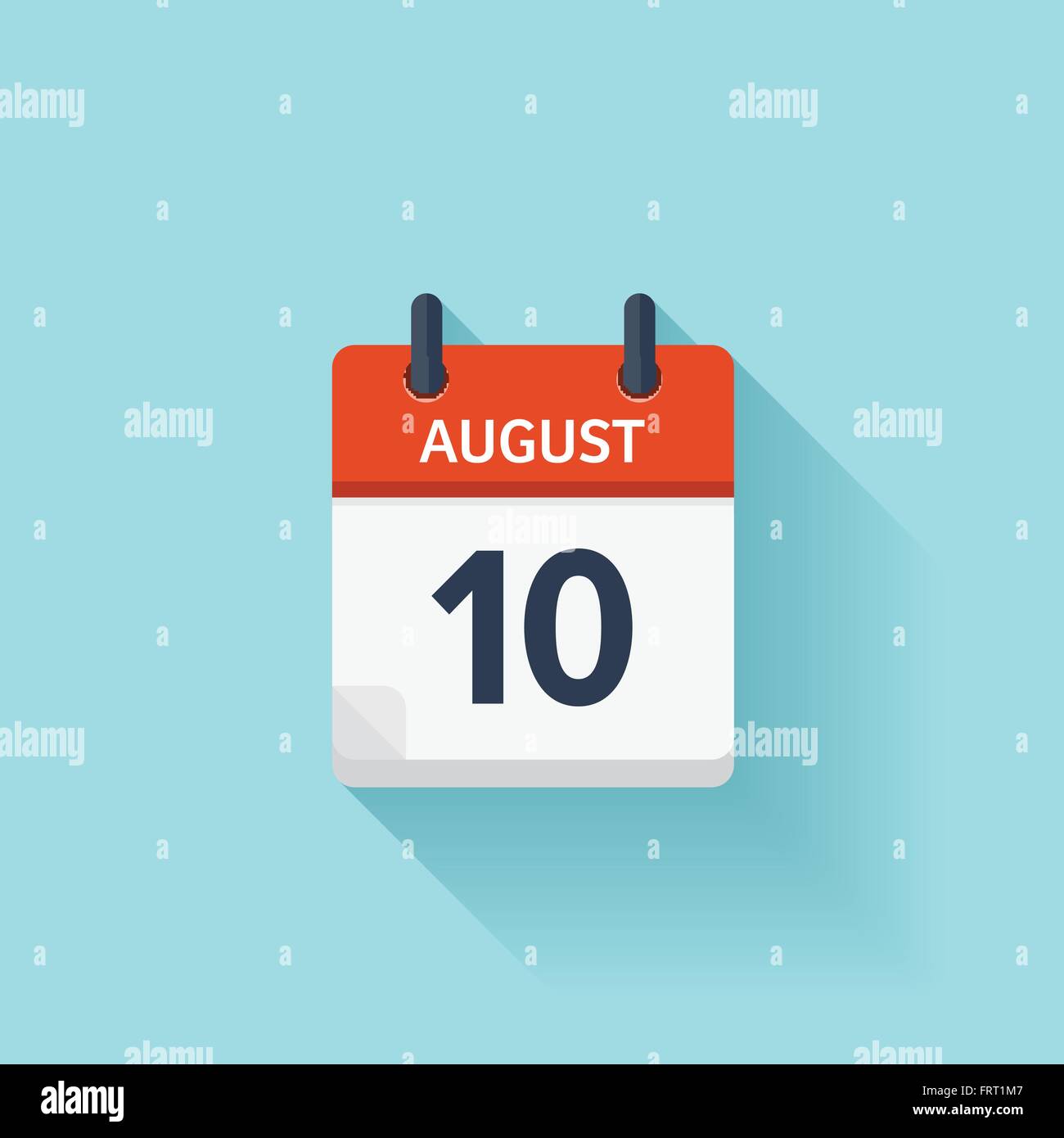 August 10. Vector flat daily calendar icon. Date and time, day, month ...