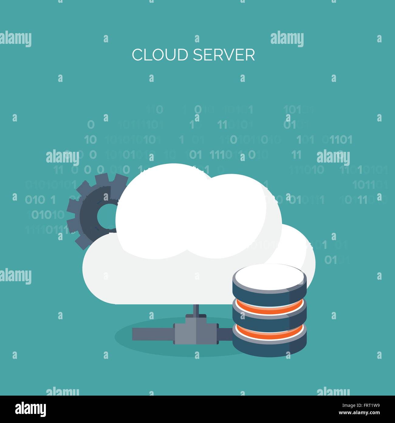 Vector illustration. Flat cloud computing background. Data storage network technology ...