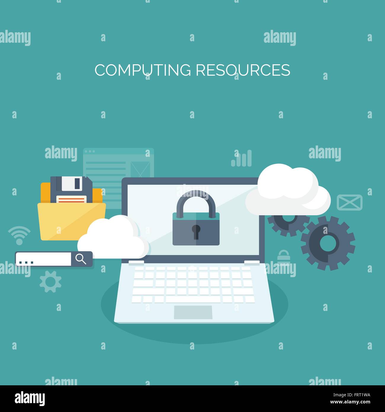 Vector Illustration Flat Cloud Computing Background Data Storage Network Technology