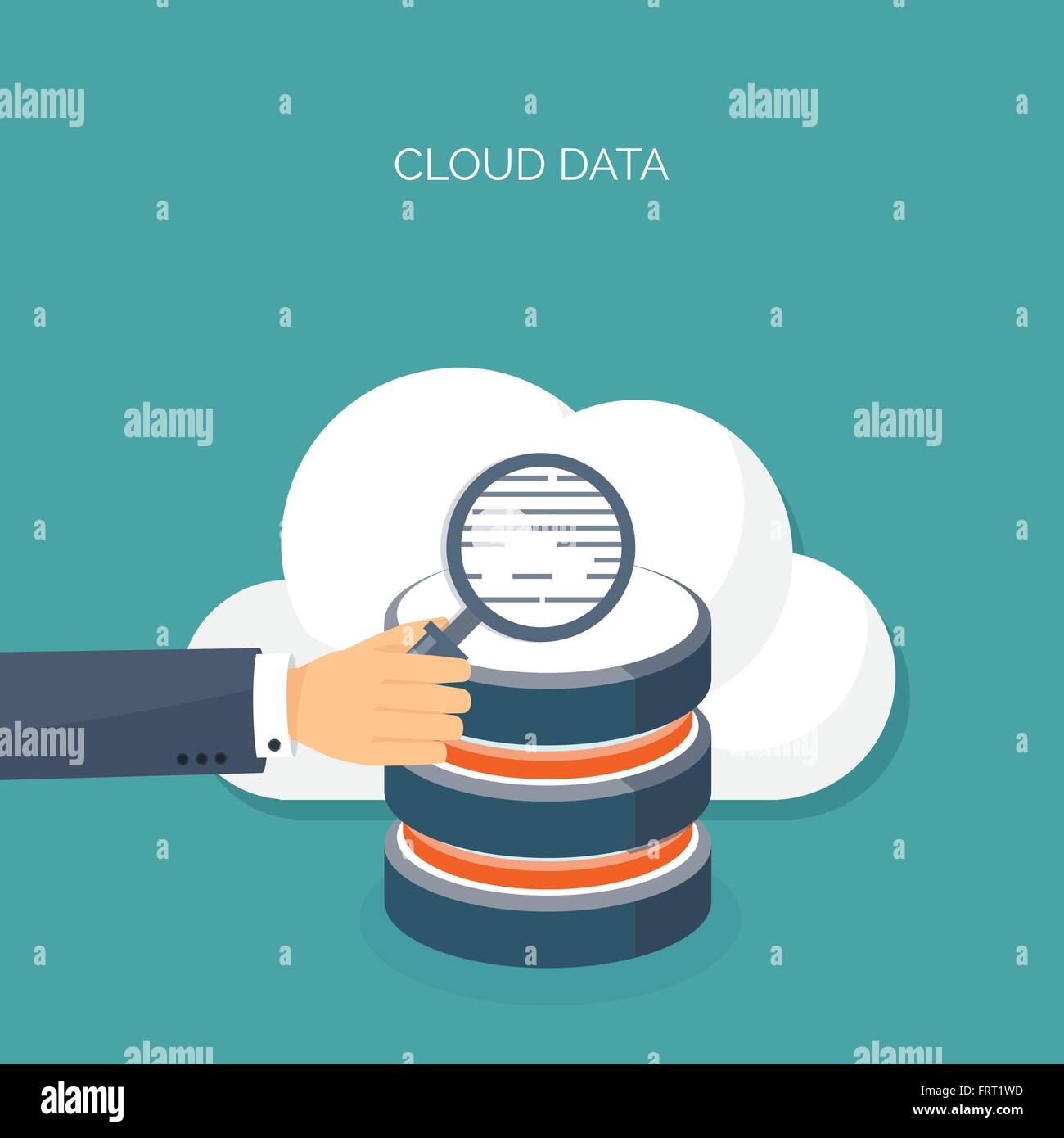 Vector illustration. Flat cloud computing background. Data storage network technology ...