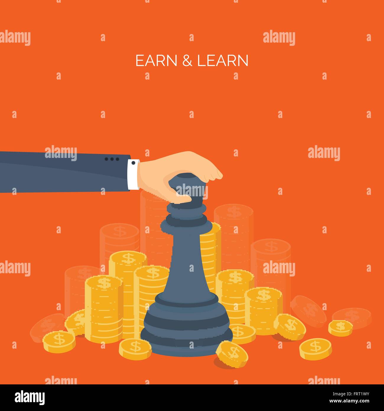 Vector illustration. Flat background.Strategy. Money and money making ...