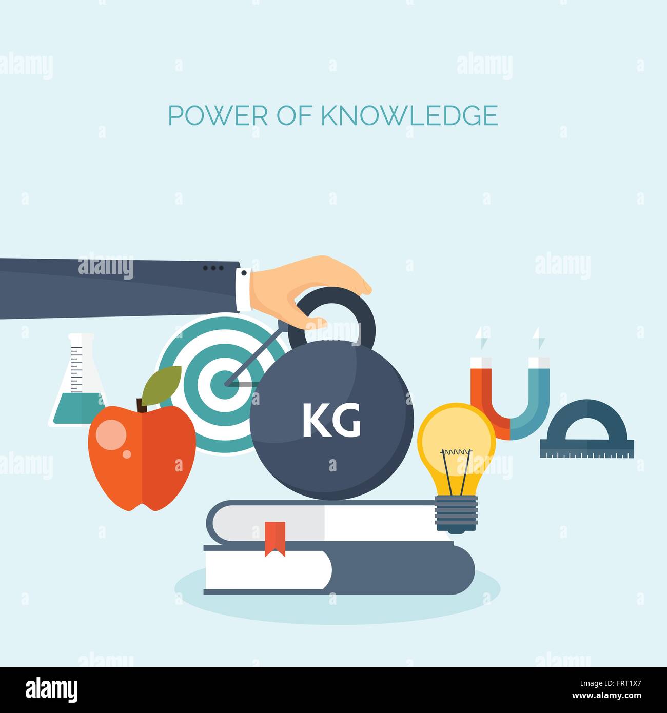 Vector illustration. Flat study background. Power of education. Online ...