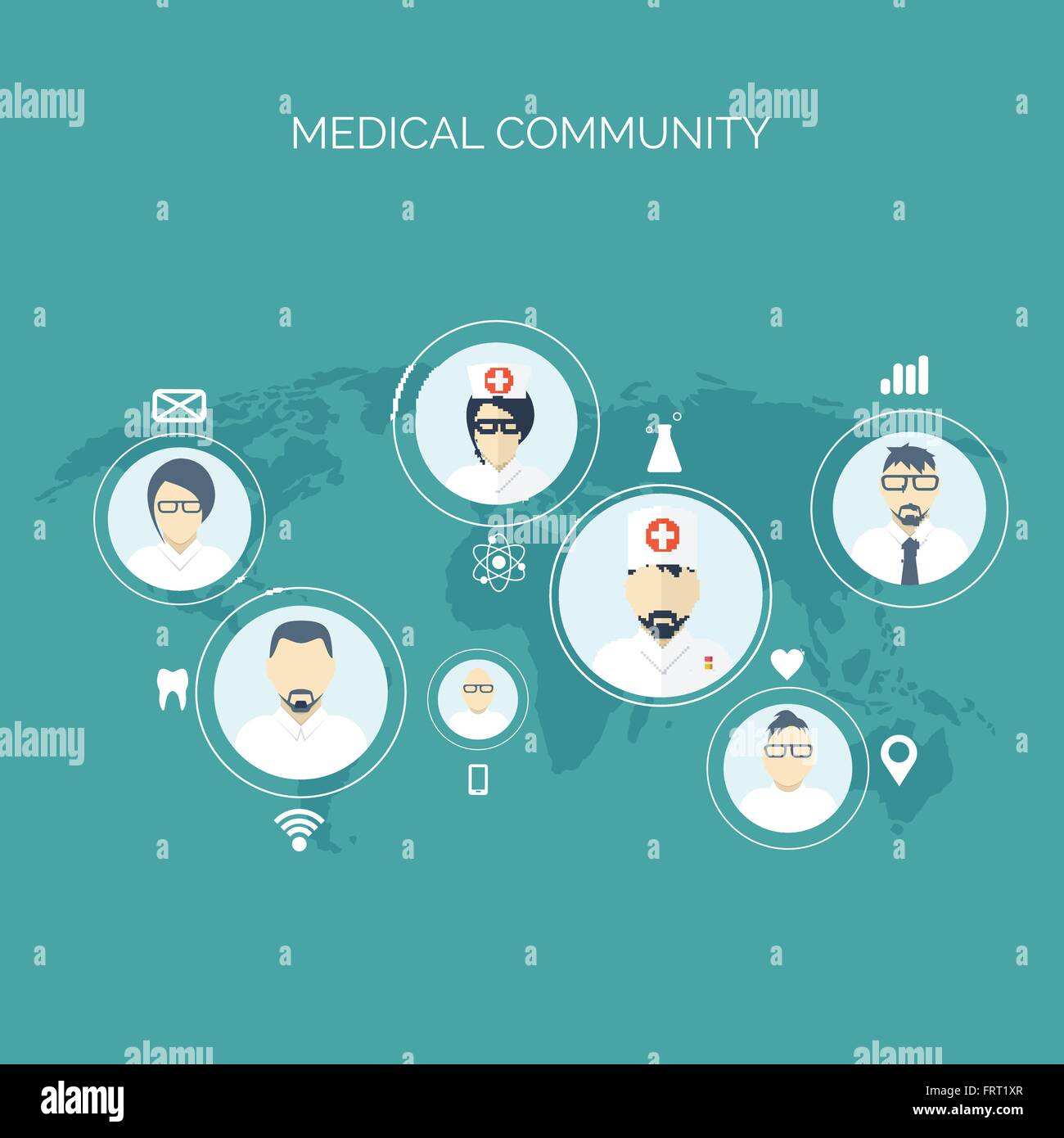Vector illustration. Social network. Flat medical background. Health ...