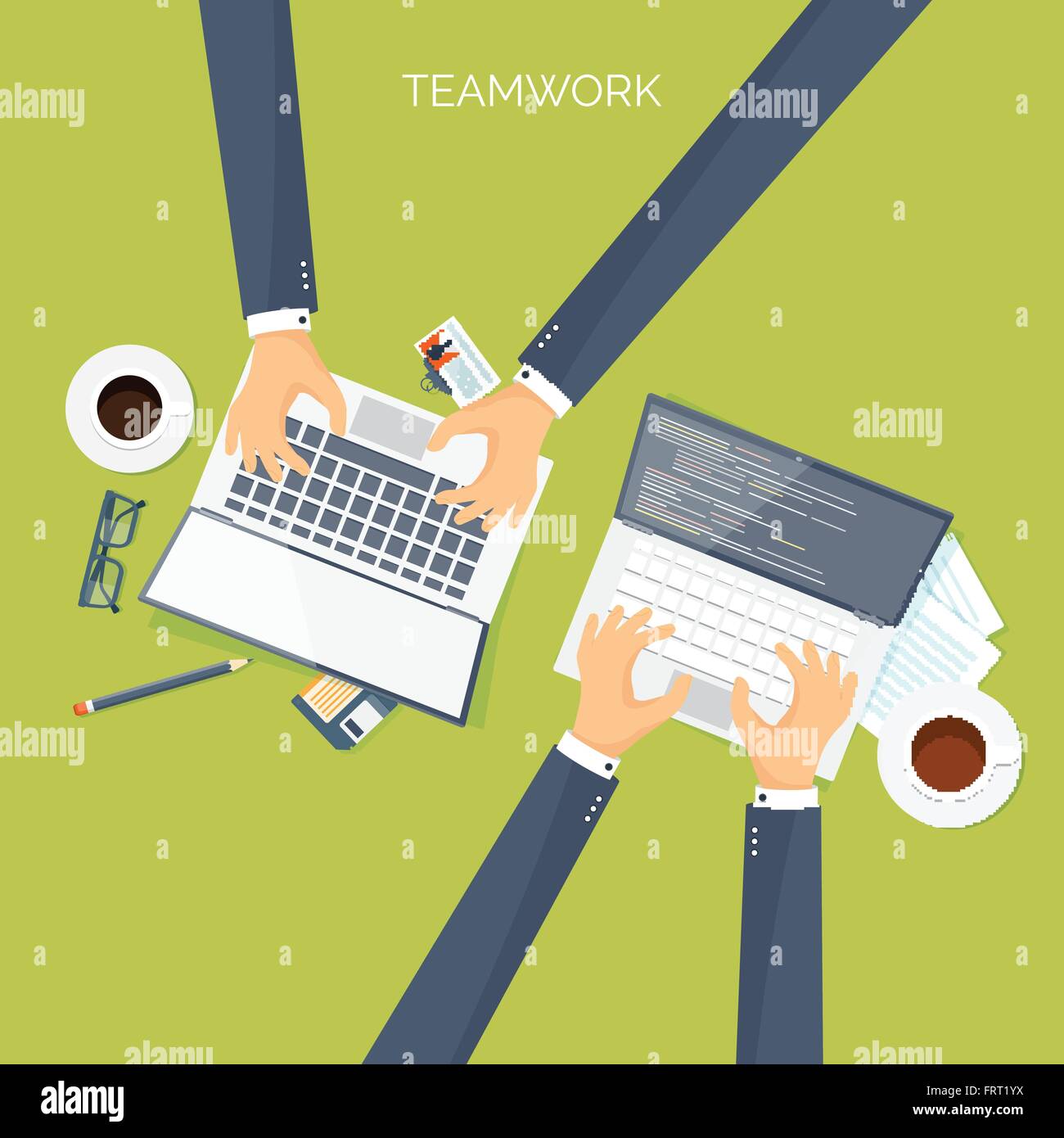 Vector illustration. Flat header. Teamwork. Smart solutions ...