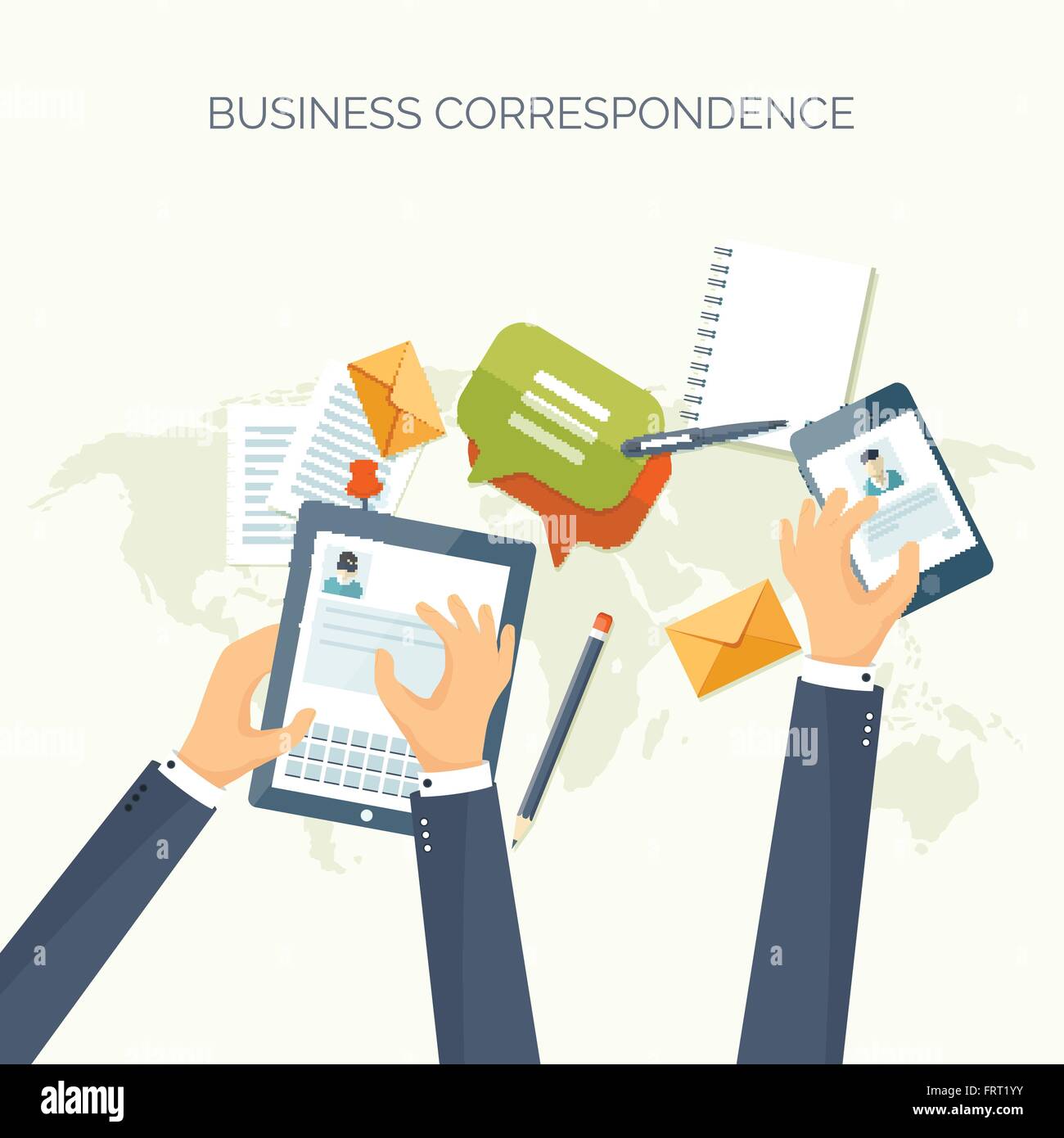 Vector illustration. Flat header. Business communication ...