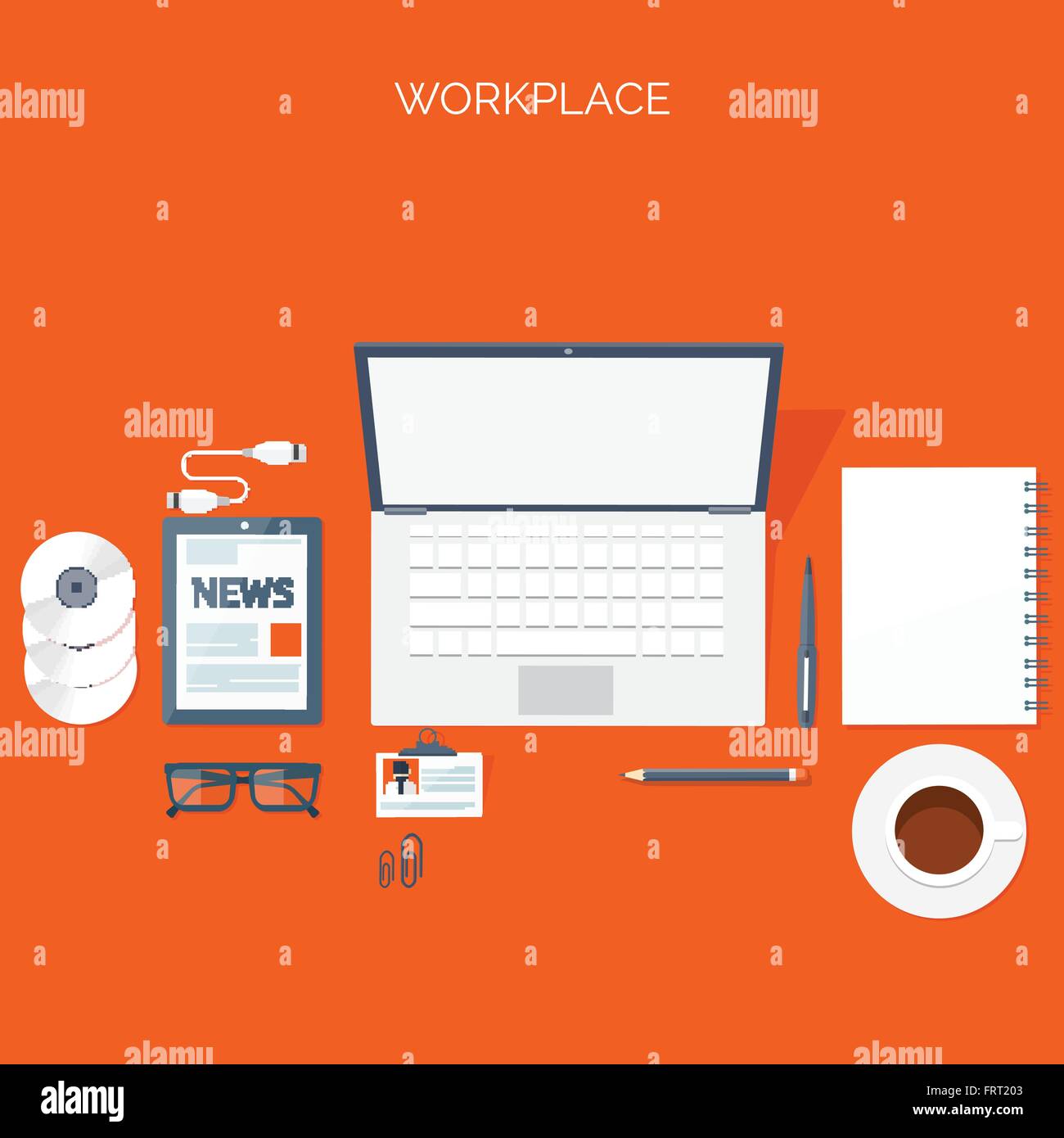 Vector illustration. Flat header. Workplace. Programming, coding, web ...