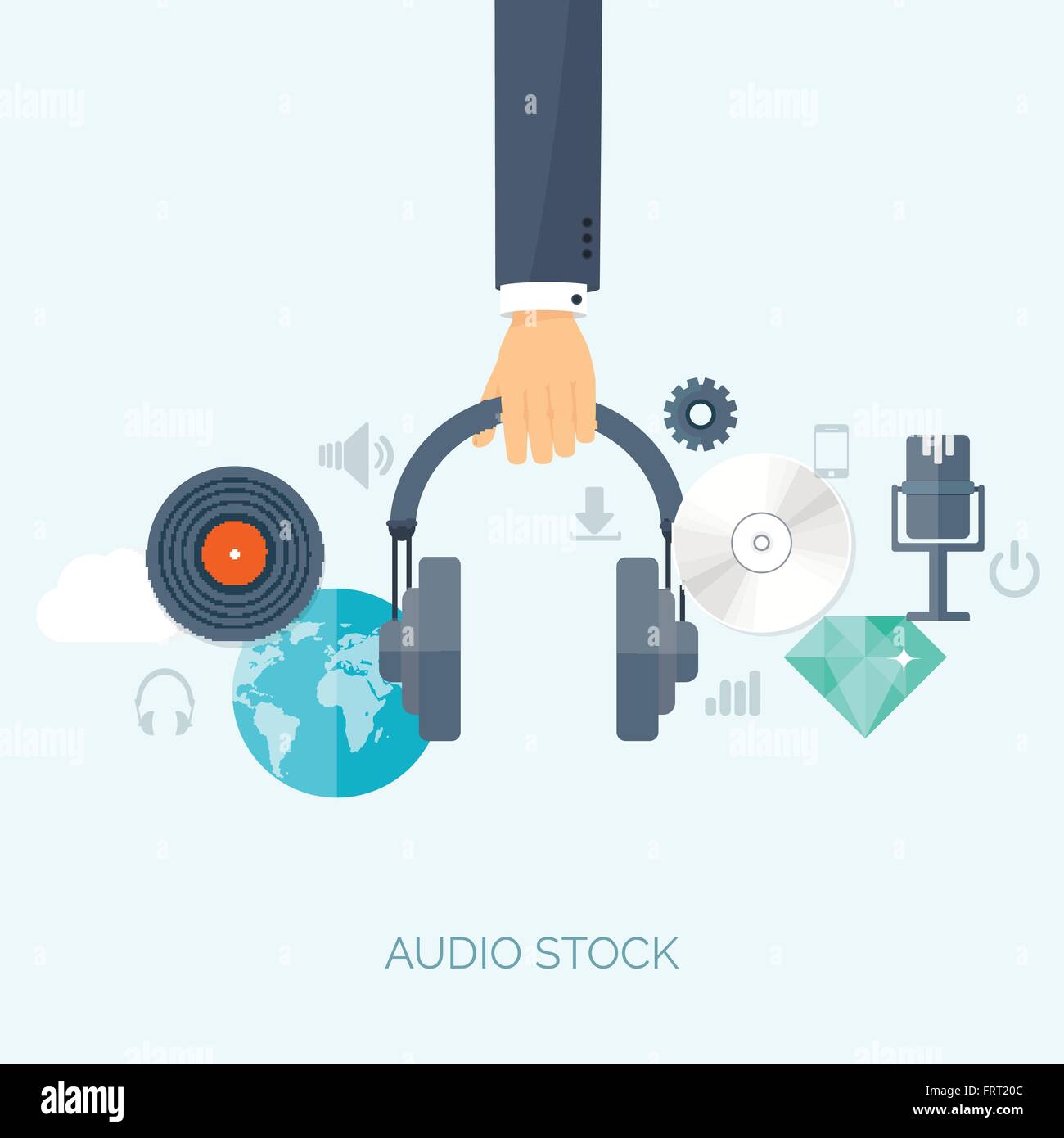 Vector illustration. Flat background. Music.production. Show business ...