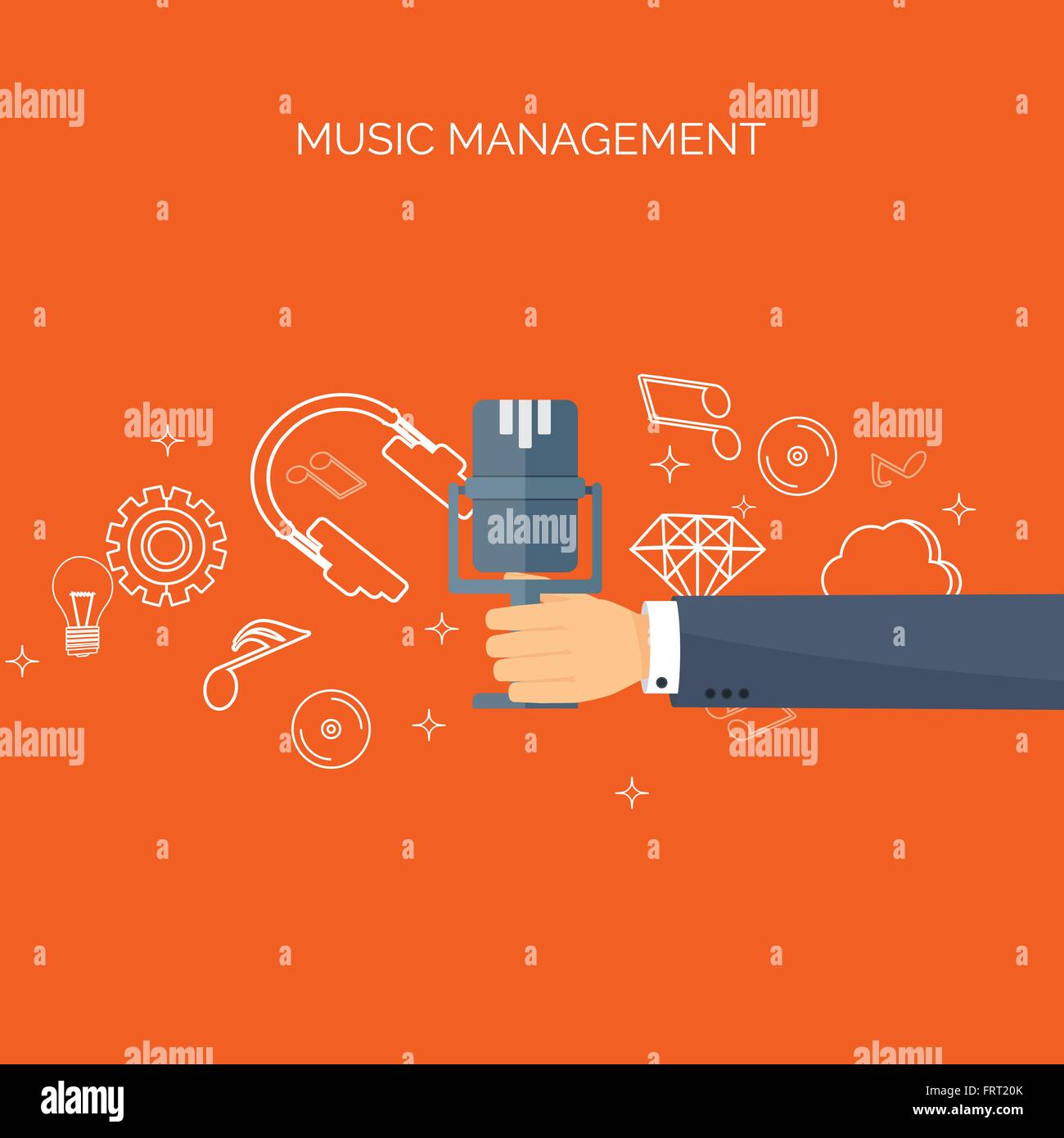 Vector illustration. Flat background. Music.production. Show business ...