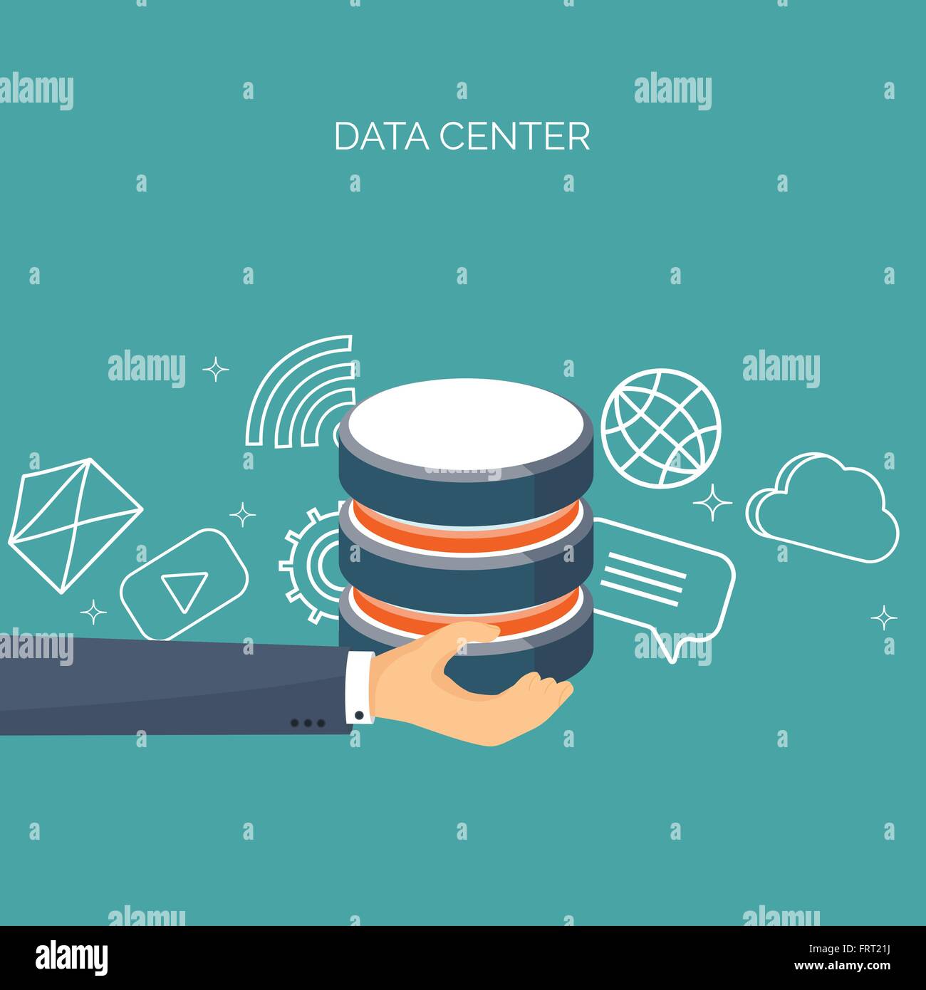 Vector Illustration Flat Cloud Computing Background Data Storage Network Technology