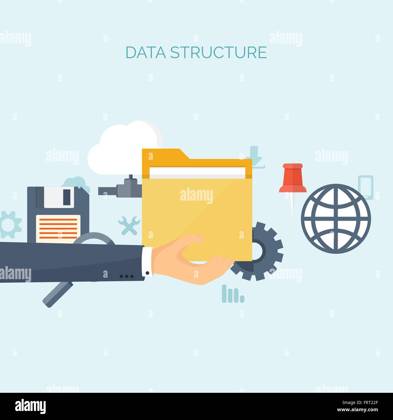 Vector illustration. Flat background. Computing, cloud technology. Data ...