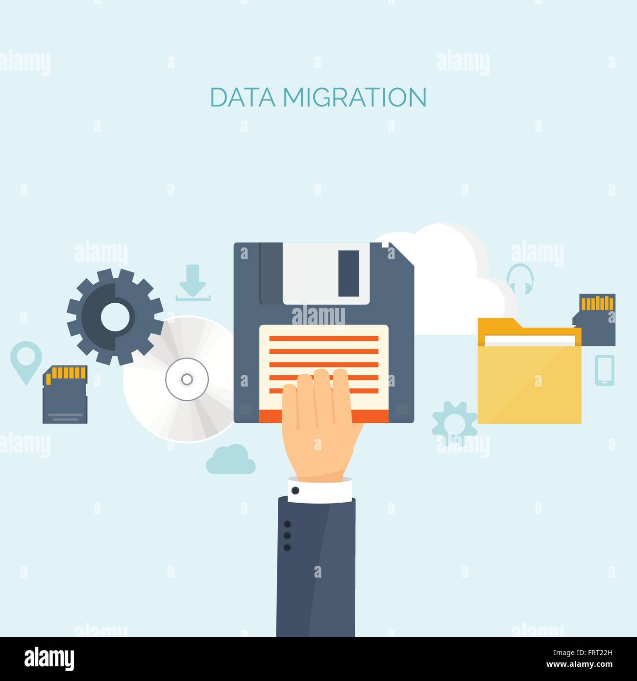 Vector illustration. Flat background. Computing, cloud technology. Data ...
