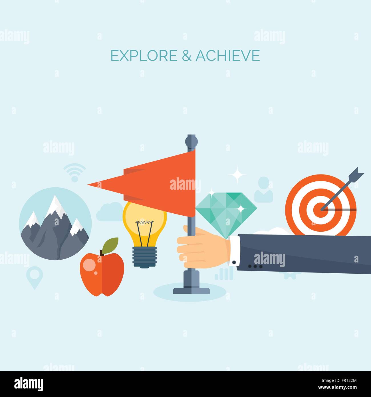 Vector illustration. Flat business concept background. Achievements ...