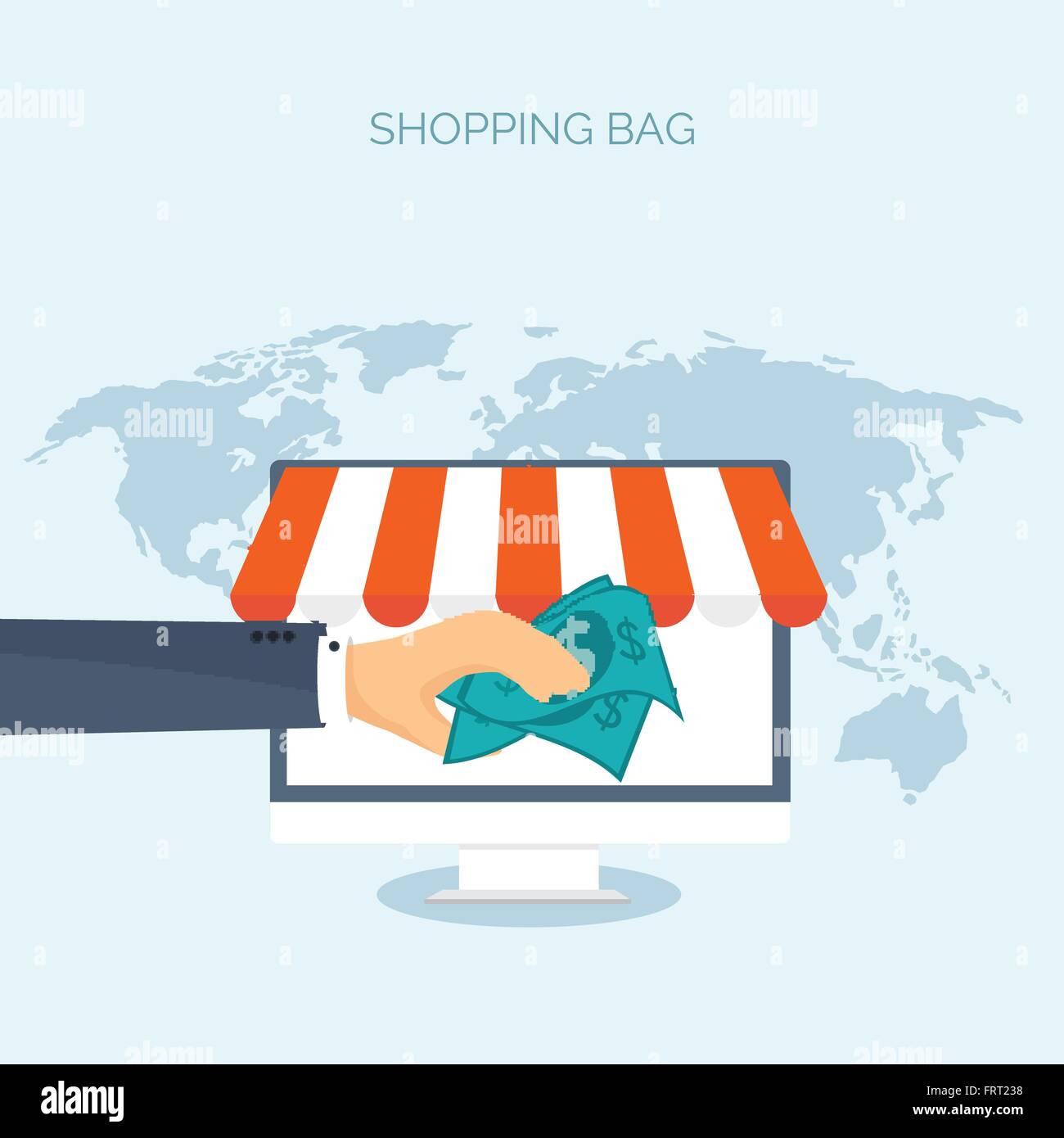 Vector illustration. Flat header. Shopping. Web store. Global ...