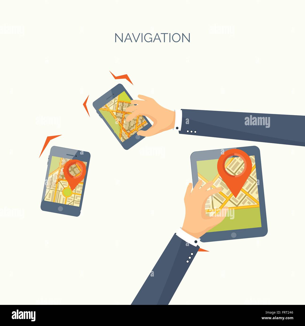 Vector illustration. Flat background. Navigation,traveling. Map pointer ...