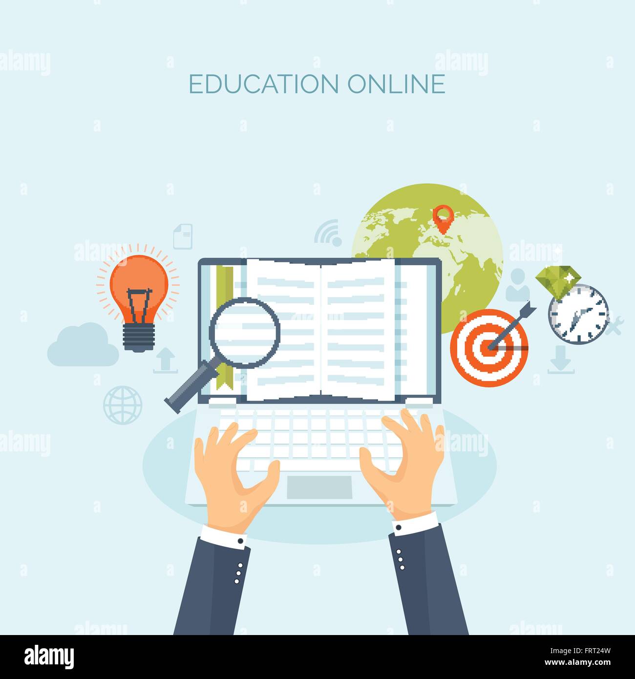 Vector illustration. Flat backgrounds set. Distance education,learning ...