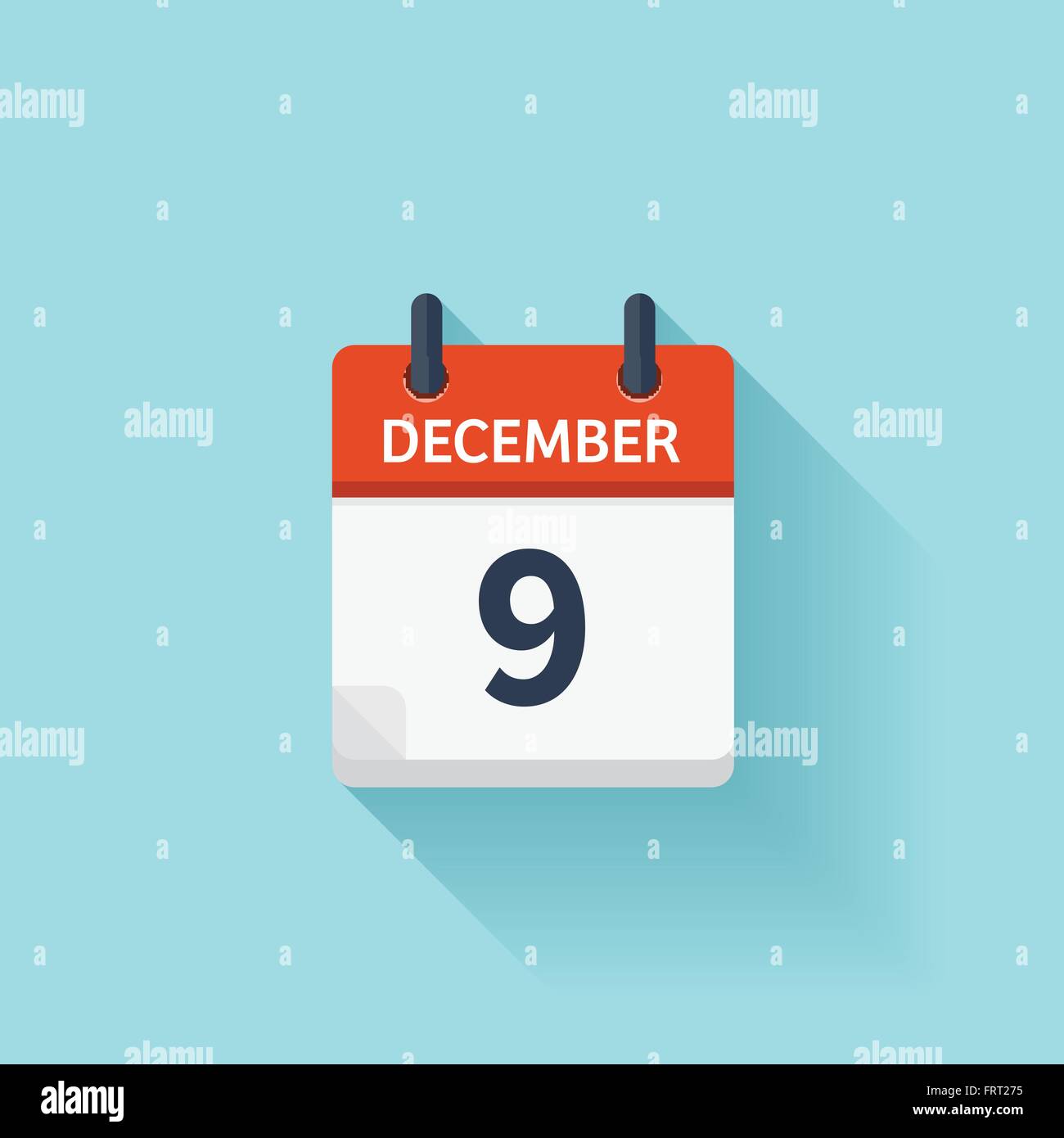 December 9. Vector flat daily calendar icon. Date and time, day, month ...