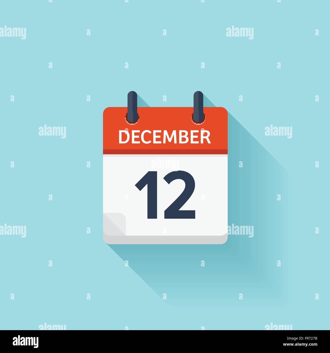 December 12 . Vector flat daily calendar icon. Date and time, day ...