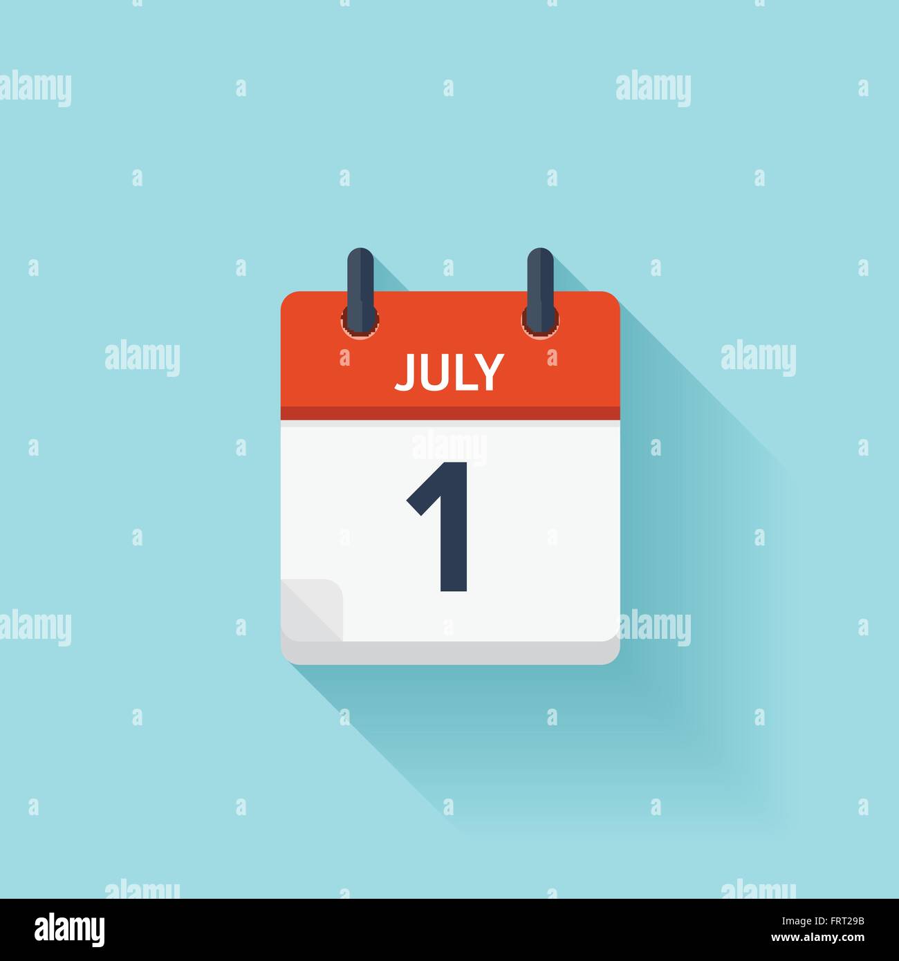 July 1. Vector flat daily calendar icon. Date and time, day, month ...