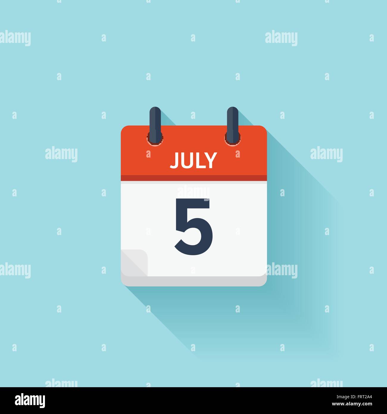 July 5 . Vector flat daily calendar icon. Date and time, day, month ...