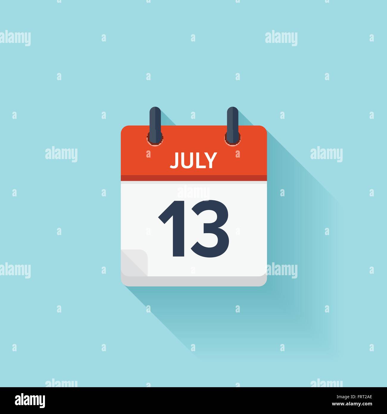 July 13 . Vector flat daily calendar icon. Date and time, day, month ...