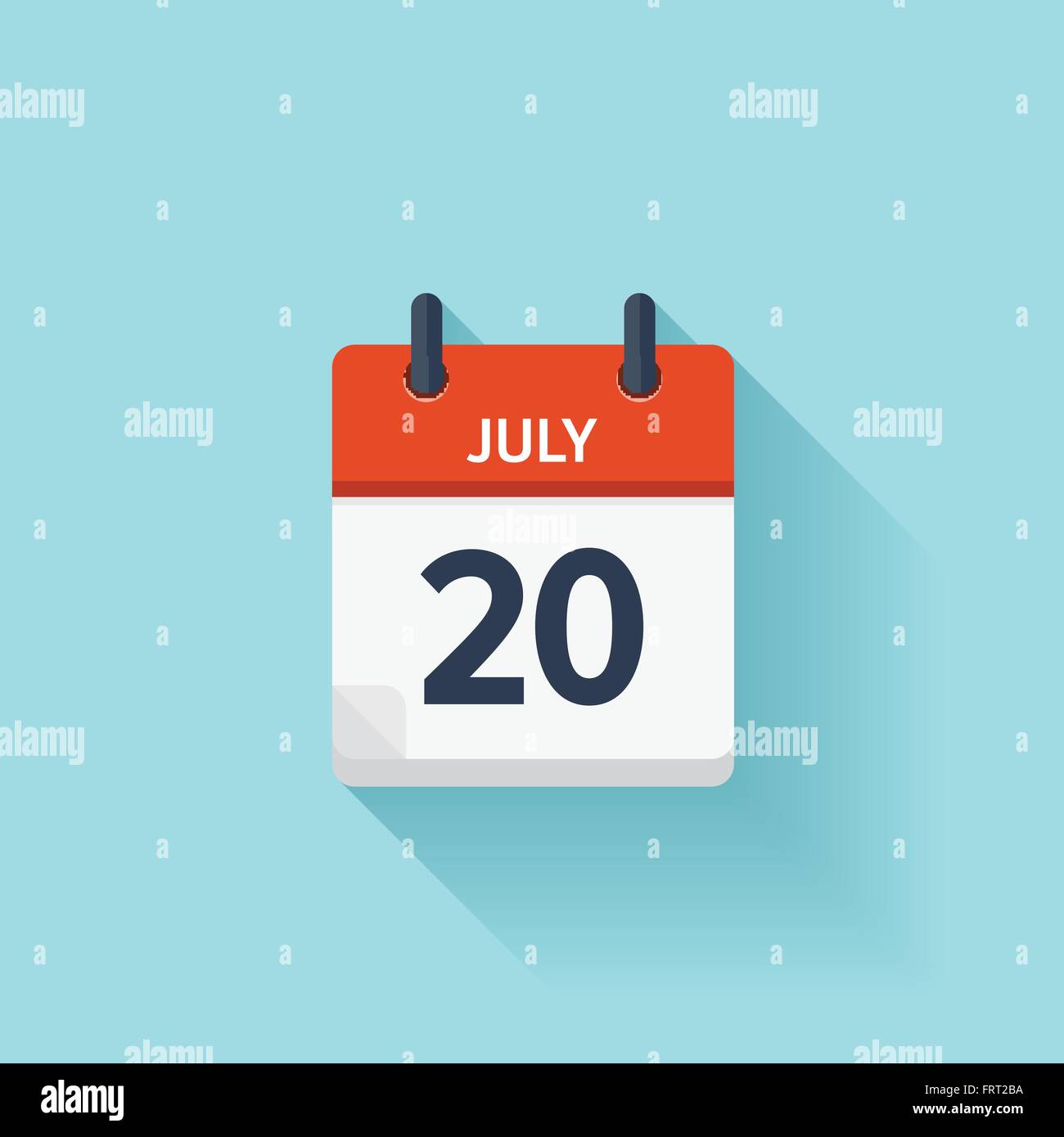 July 20. Vector flat daily calendar icon. Date and time, day, month ...