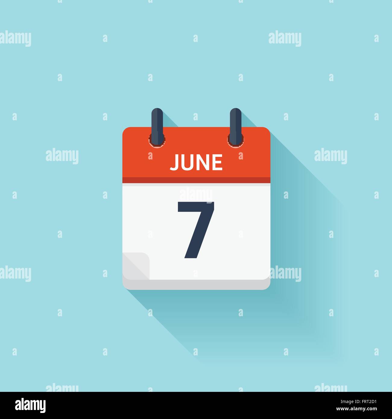 June 7. Vector flat daily calendar icon. Date and time, day, month ...