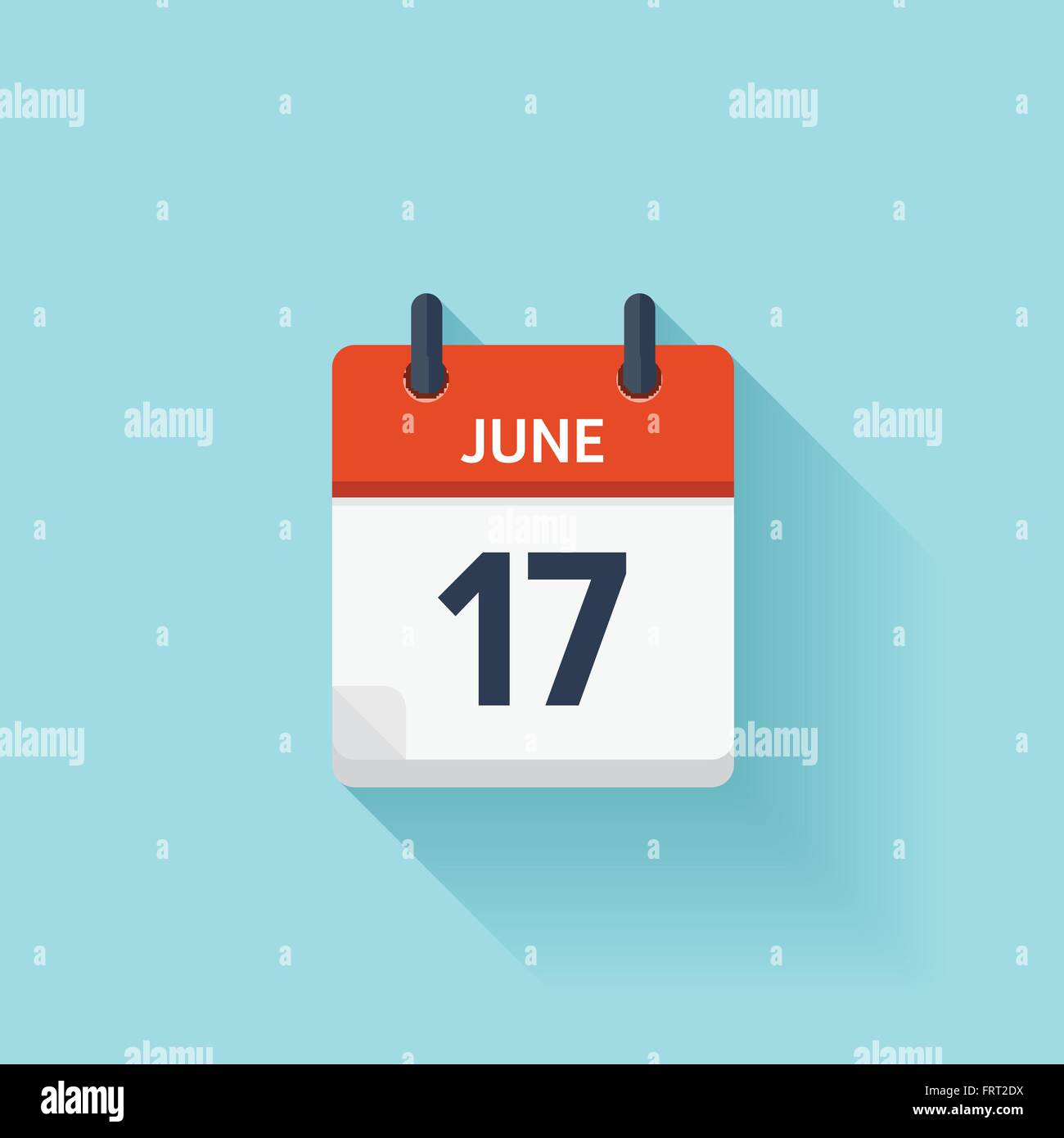 June 17 . Vector flat daily calendar icon. Date and time, day, month ...