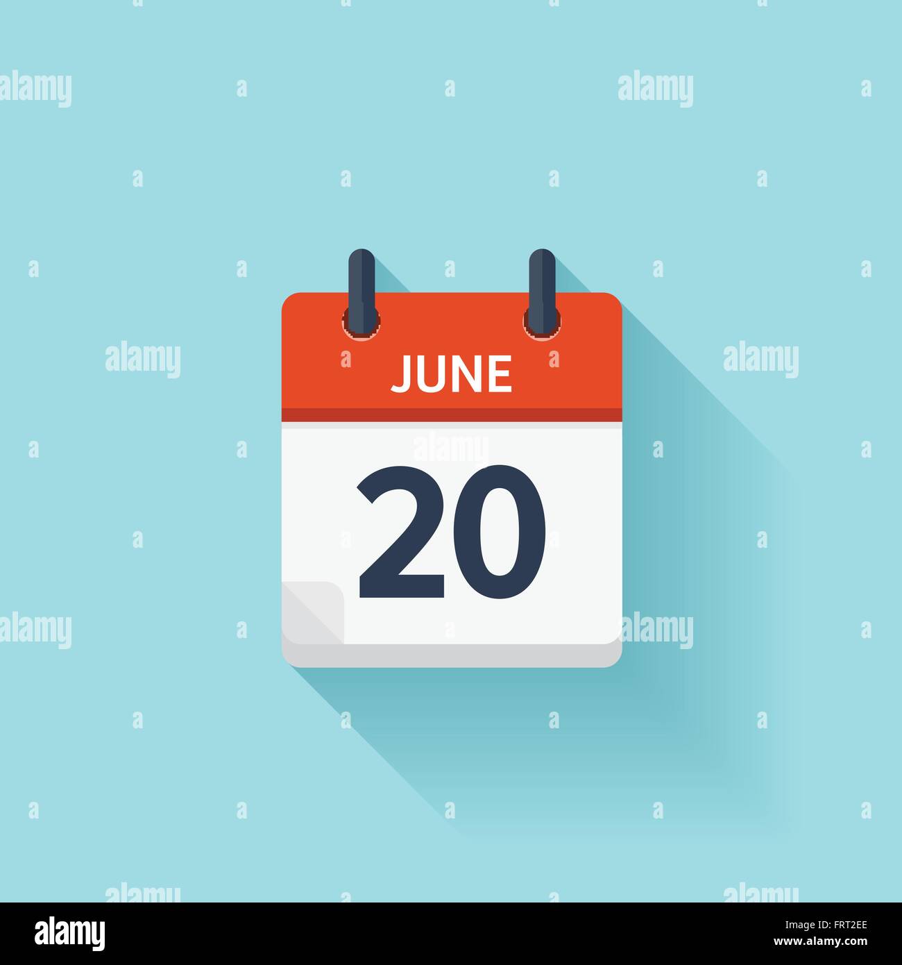 June 20 . Vector flat daily calendar icon. Date and time, day, month ...