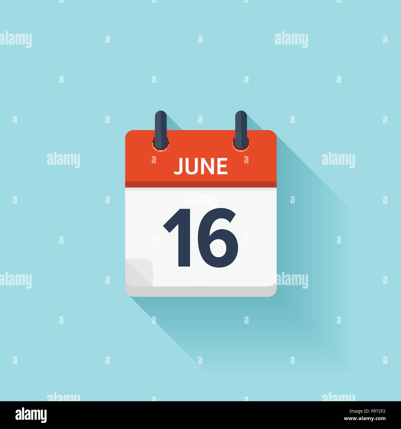 June 16. Vector flat daily calendar icon. Date and time, day, month ...