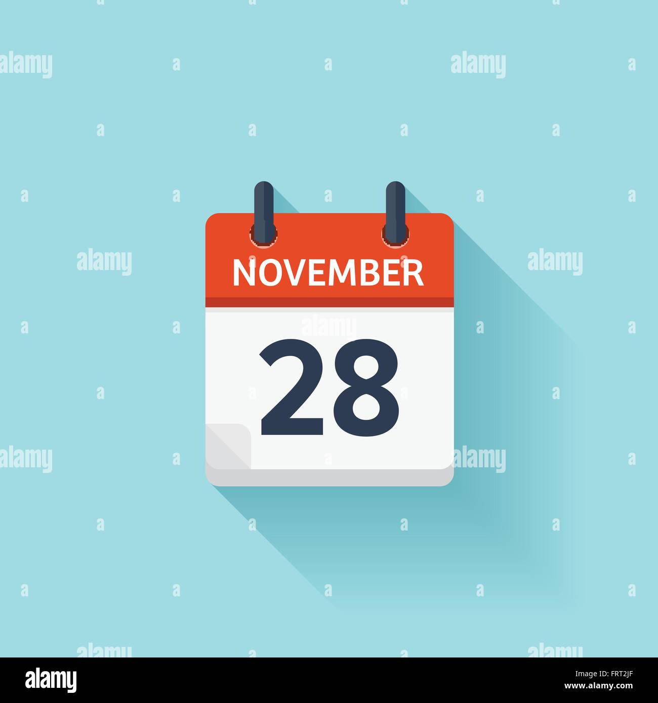 November 28 . Vector flat daily calendar icon. Date and time, day ...