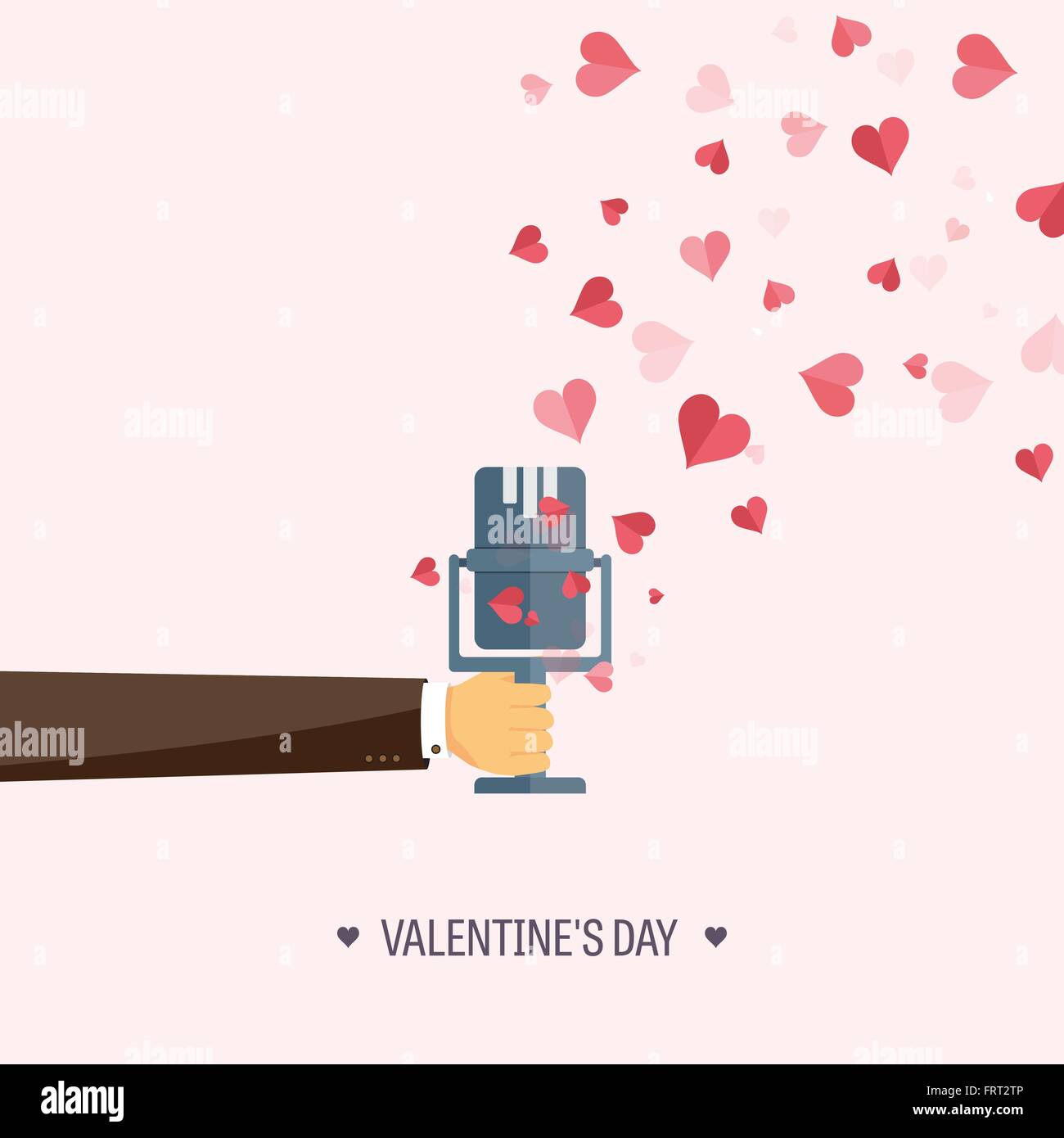 Vector illustration. Flat musical background with microphone. Love ...
