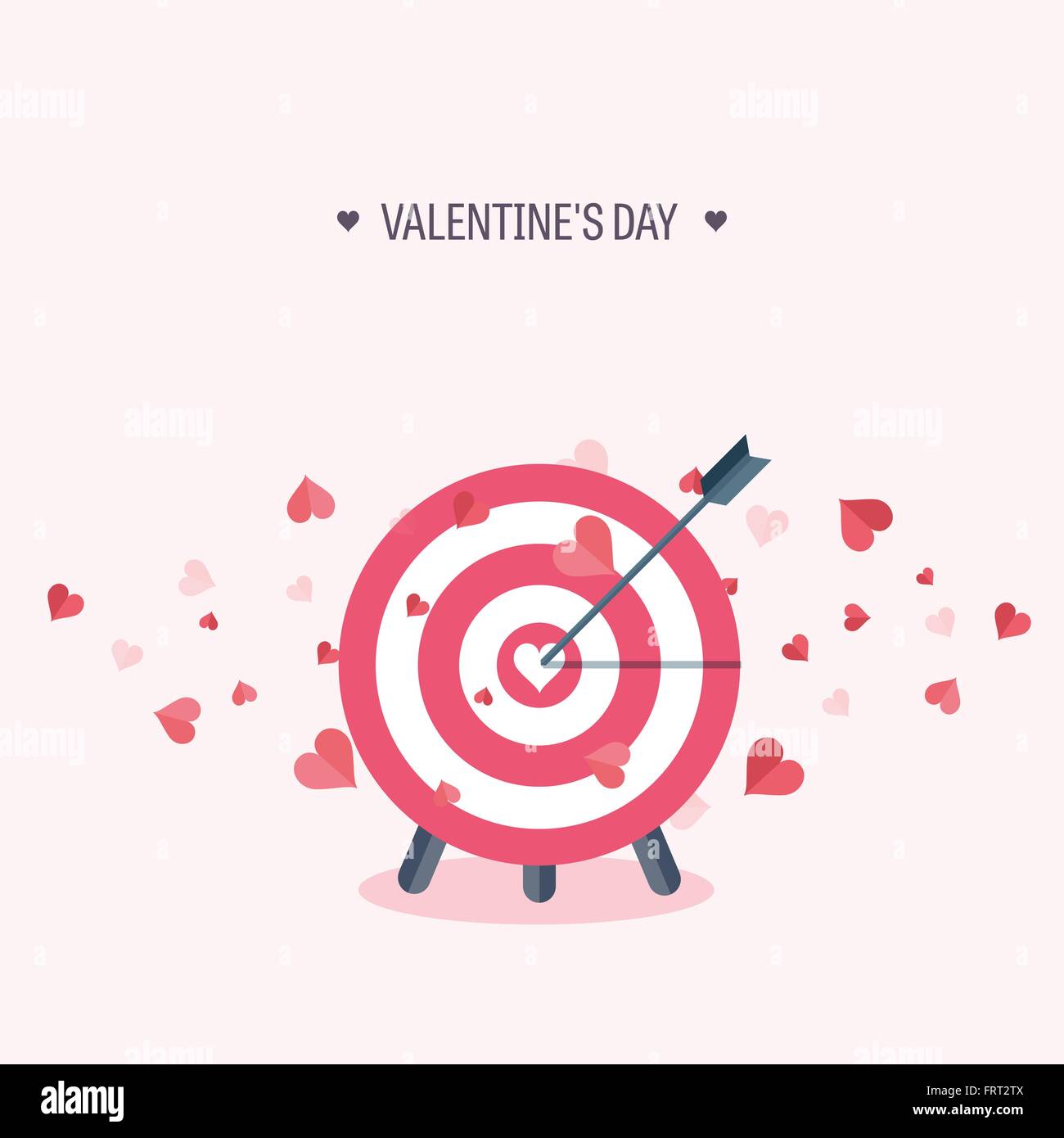 Vector illustration. Flat background with target. Love, hearts ...