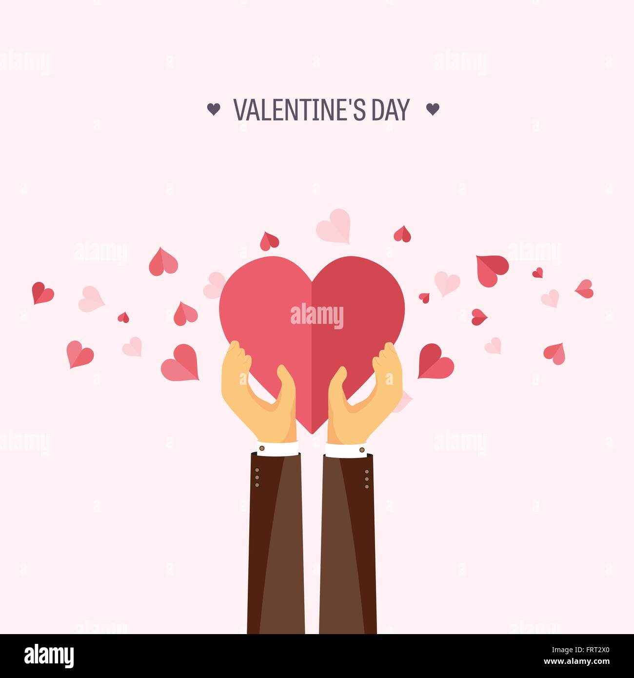 Vector illustration. Flat background with hand and heart. Love, hearts ...