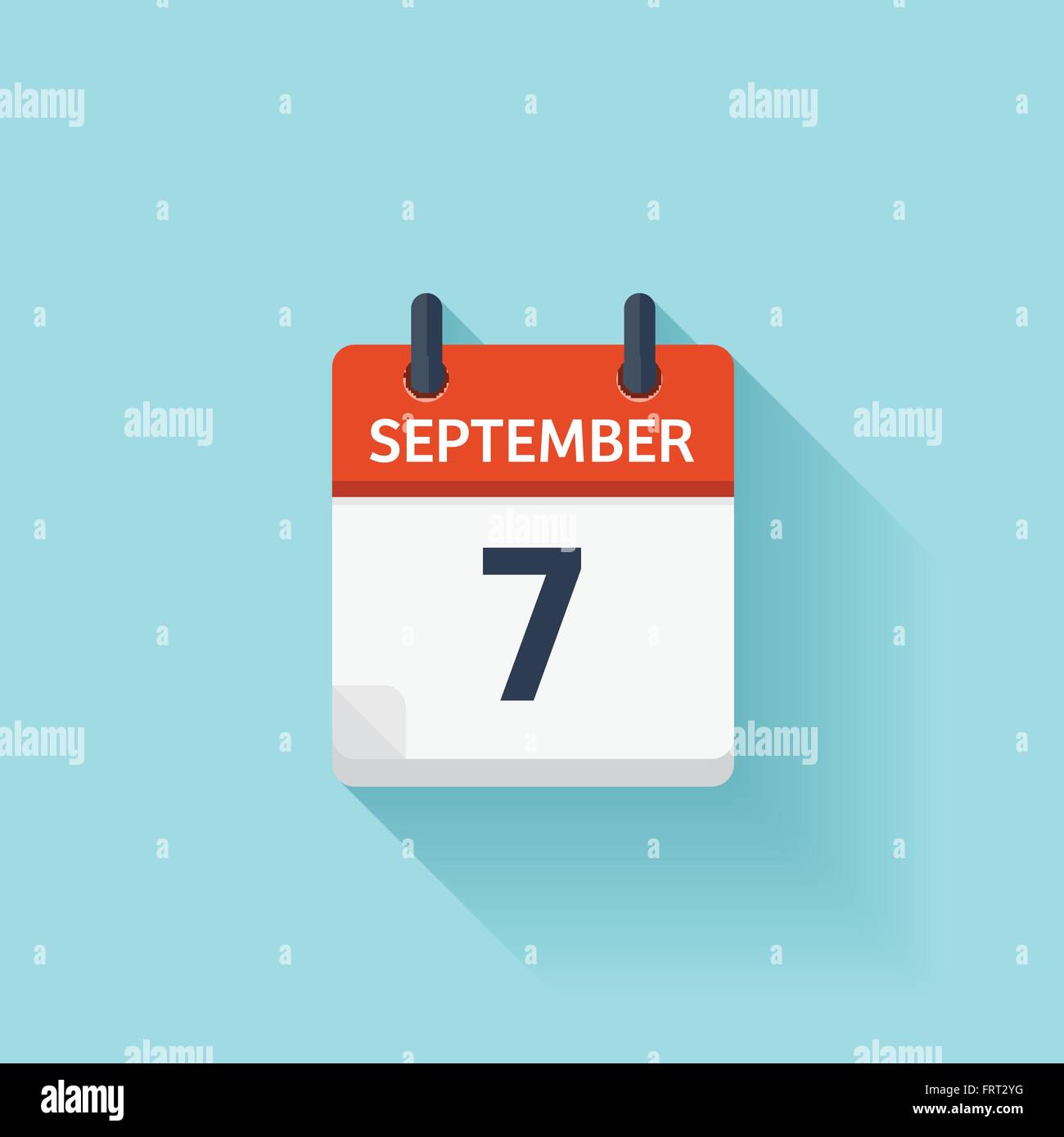 September 7. Vector flat daily calendar icon. Date and time, day, month ...