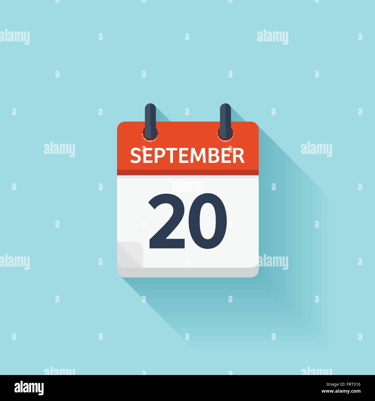 September 20. Vector flat daily calendar icon. Date and time, day ...