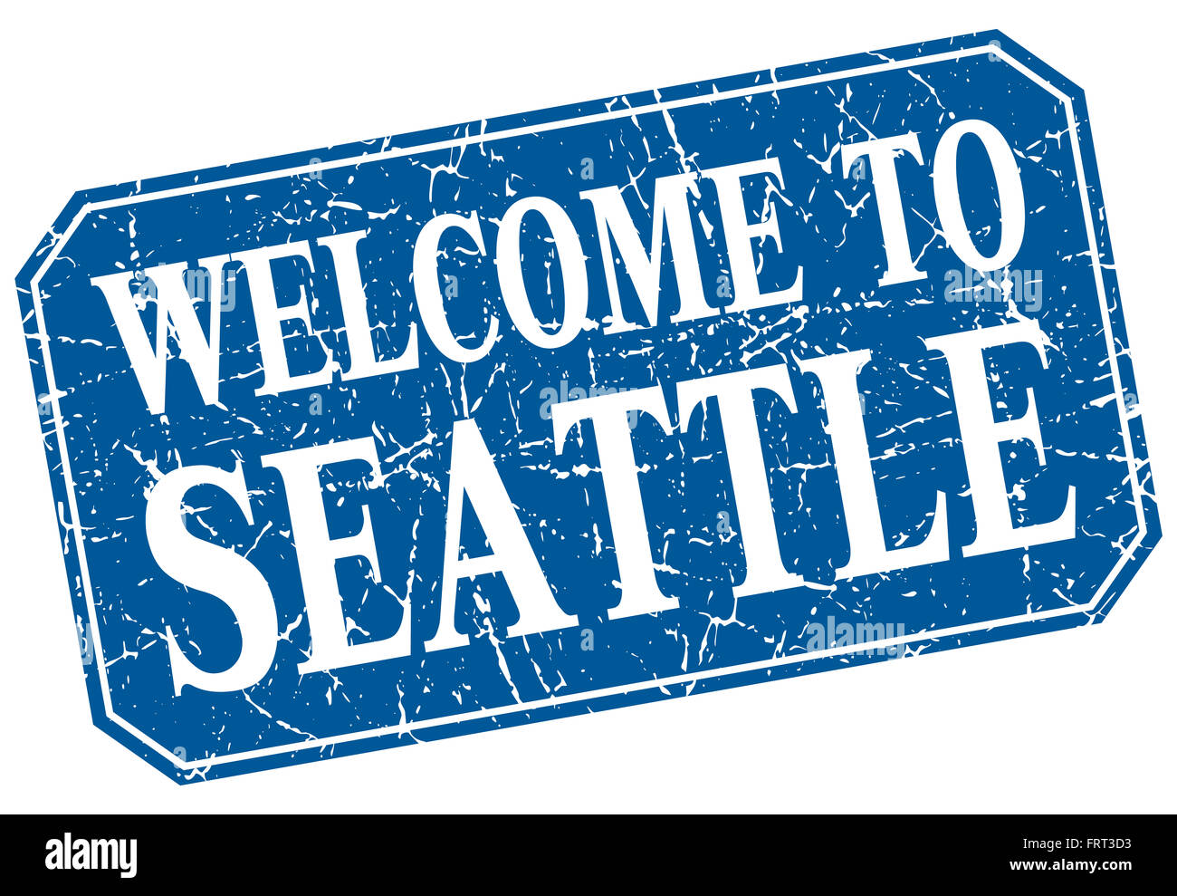 welcome to Seattle blue square grunge stamp Stock Photo - Alamy