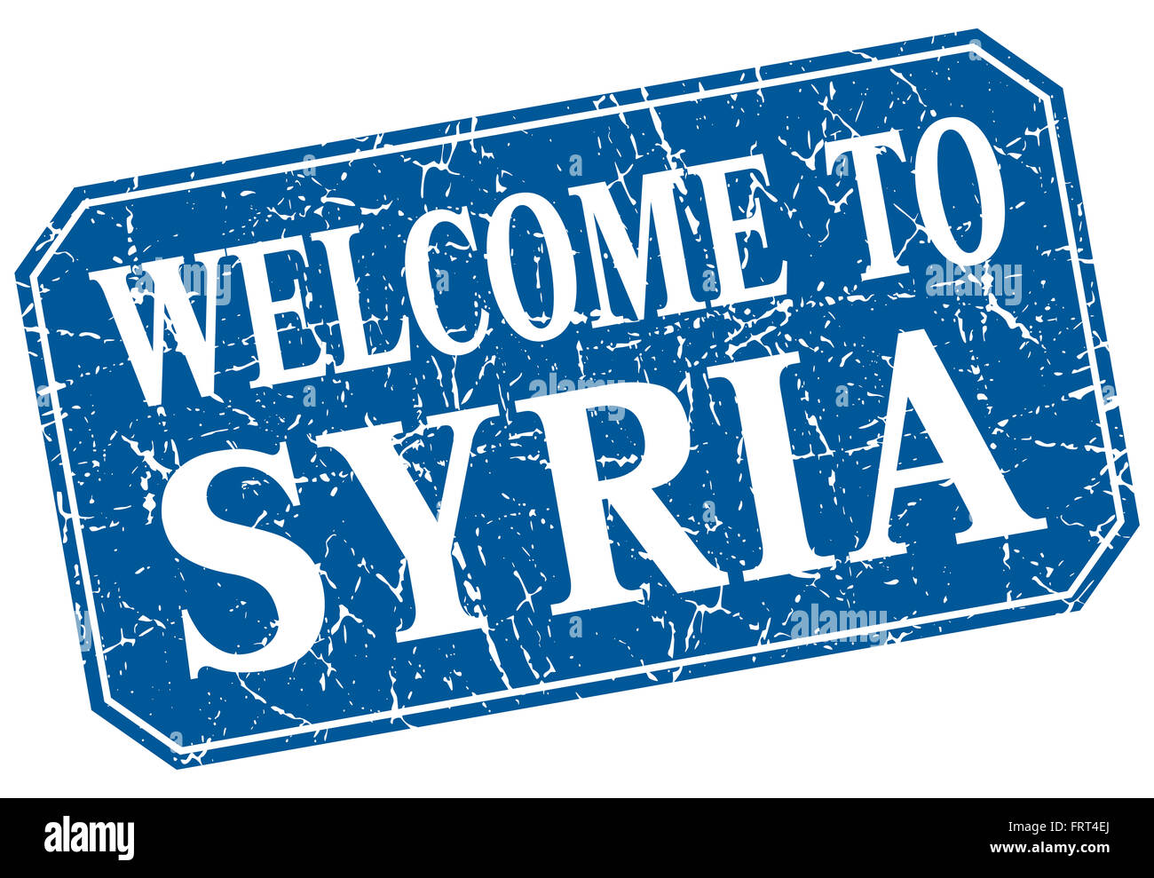 welcome to Syria blue square grunge stamp Stock Photo - Alamy