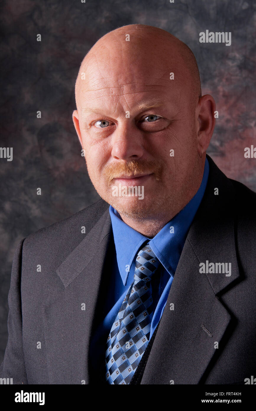 Bald man with a moustache hi-res stock photography and images - Alamy
