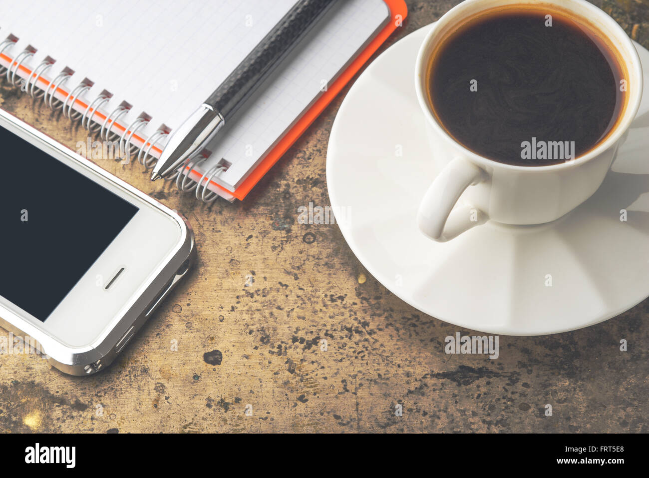 Coffee break set top view Stock Photo - Alamy