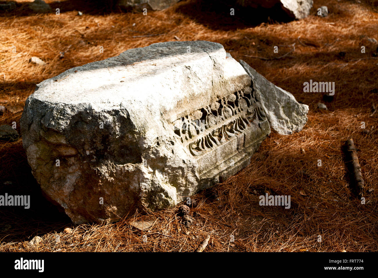 in phaselis temple turkey asia old ruined column and destroyed stone ...