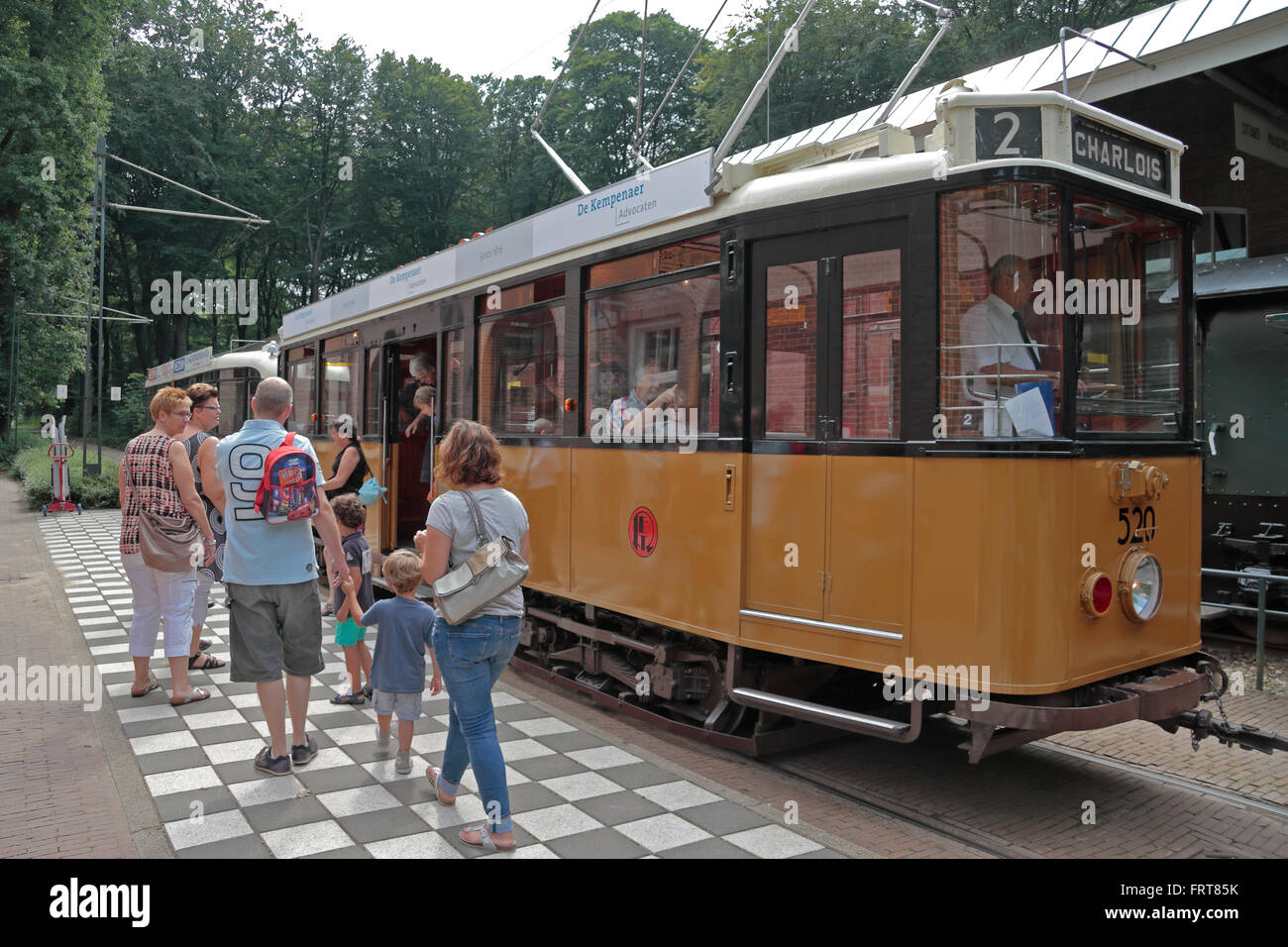 An old Arnhem tram arrives at the tram depot in the Netherlands Open ...