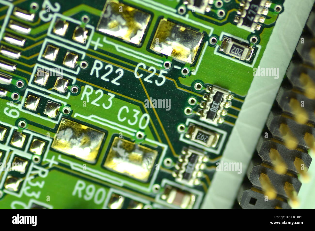Closeup of electronic circuit board, inside of computer Stock Photo - Alamy