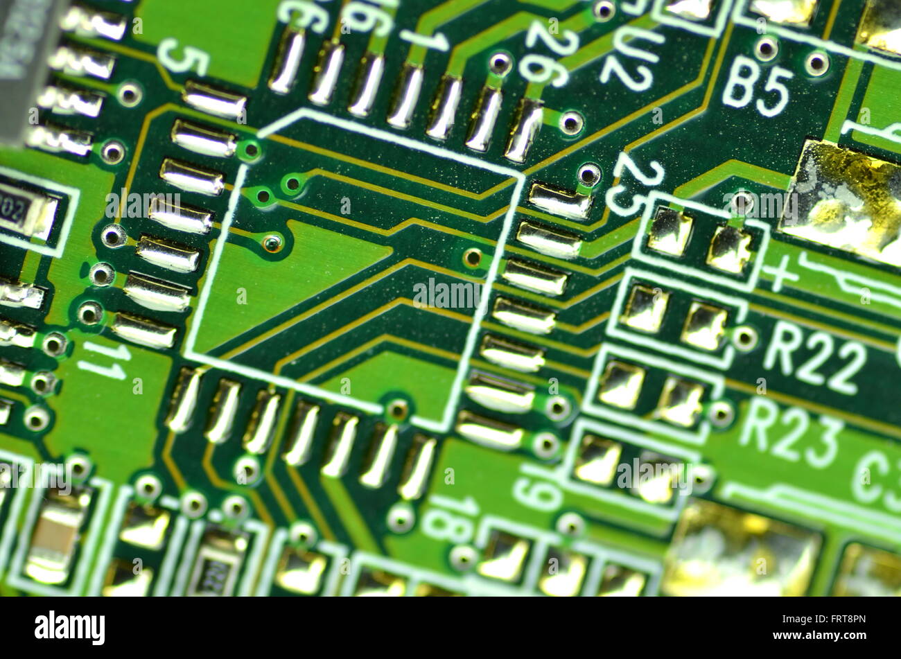 Closeup of electronic circuit board, inside of computer Stock Photo - Alamy