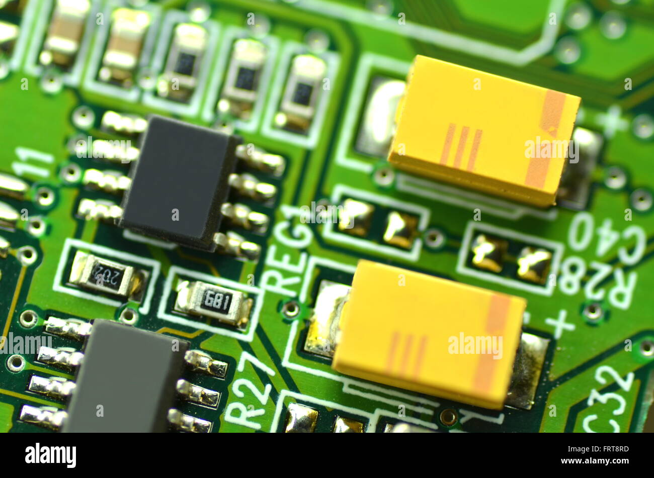 Closeup of electronic circuit board, inside of computer Stock Photo - Alamy