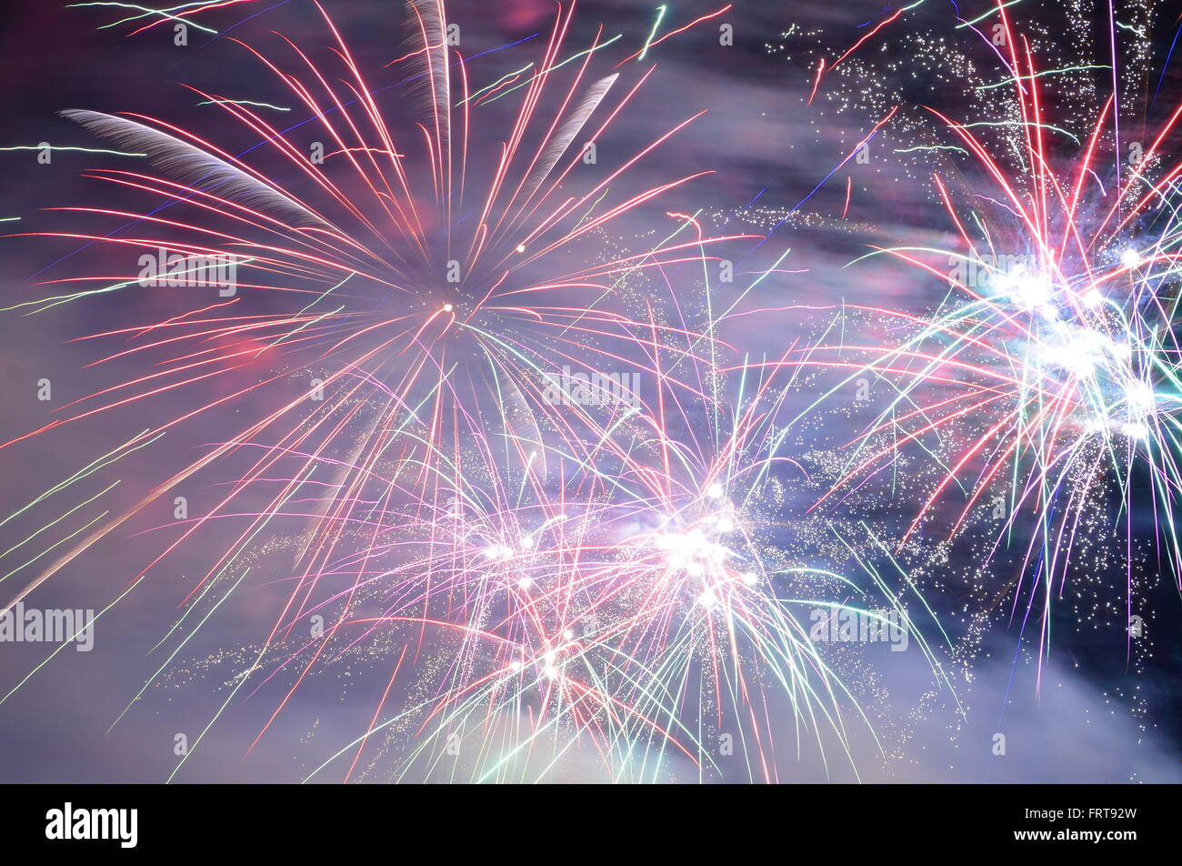 colorful fancy fireworks on celebration day Stock Photo - Alamy