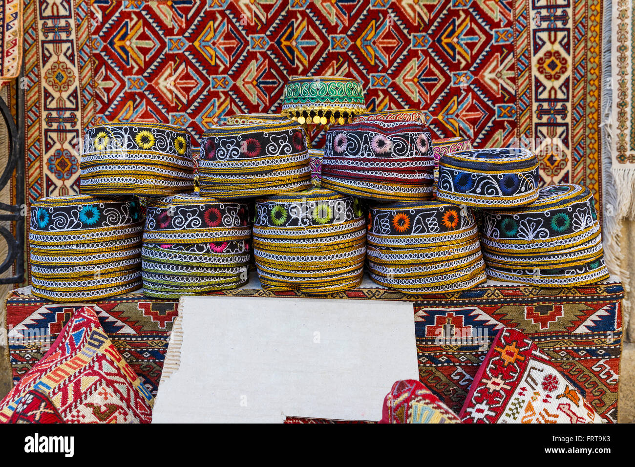 Traditional hats with hand-embroidered Azerbaijan Stock Photo - Alamy